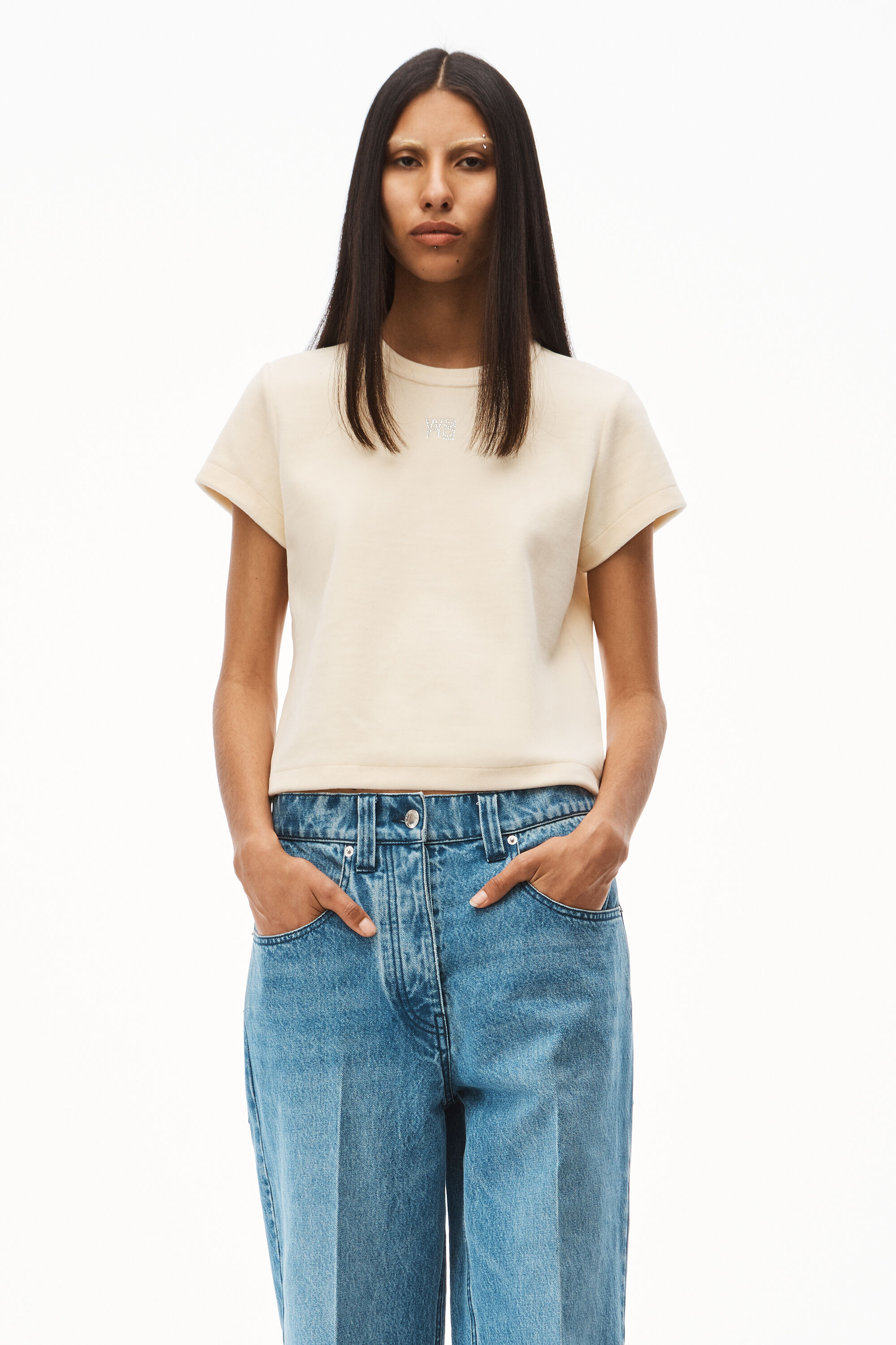 alexander ベロアしよとスリーブホットフィックロゴTシャツ wang - nimfomane.com