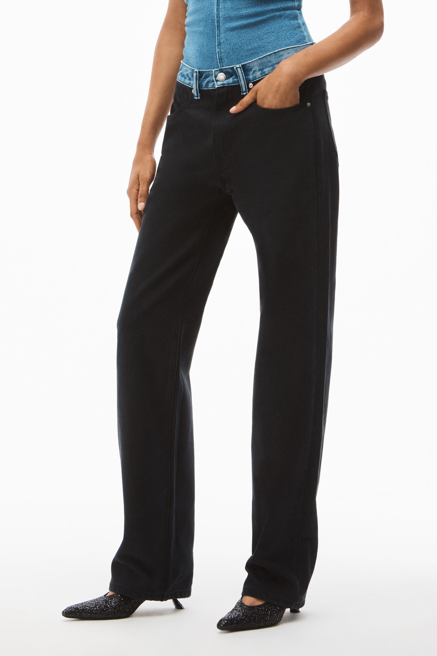 Alexander Wang Black Contrast Waistband Jeans