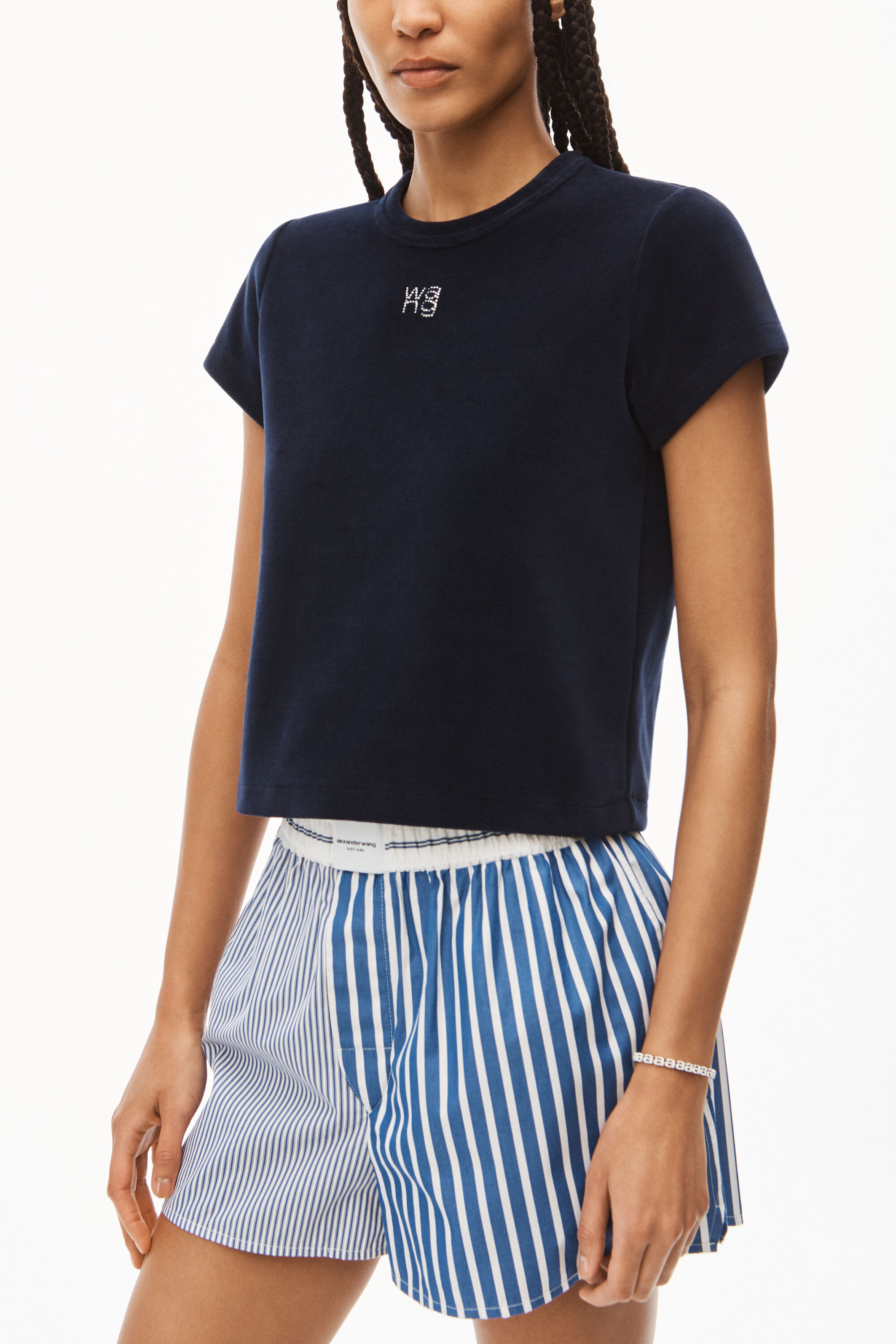 alexander ベロアしよとスリーブホットフィックロゴTシャツ wang - nimfomane.com