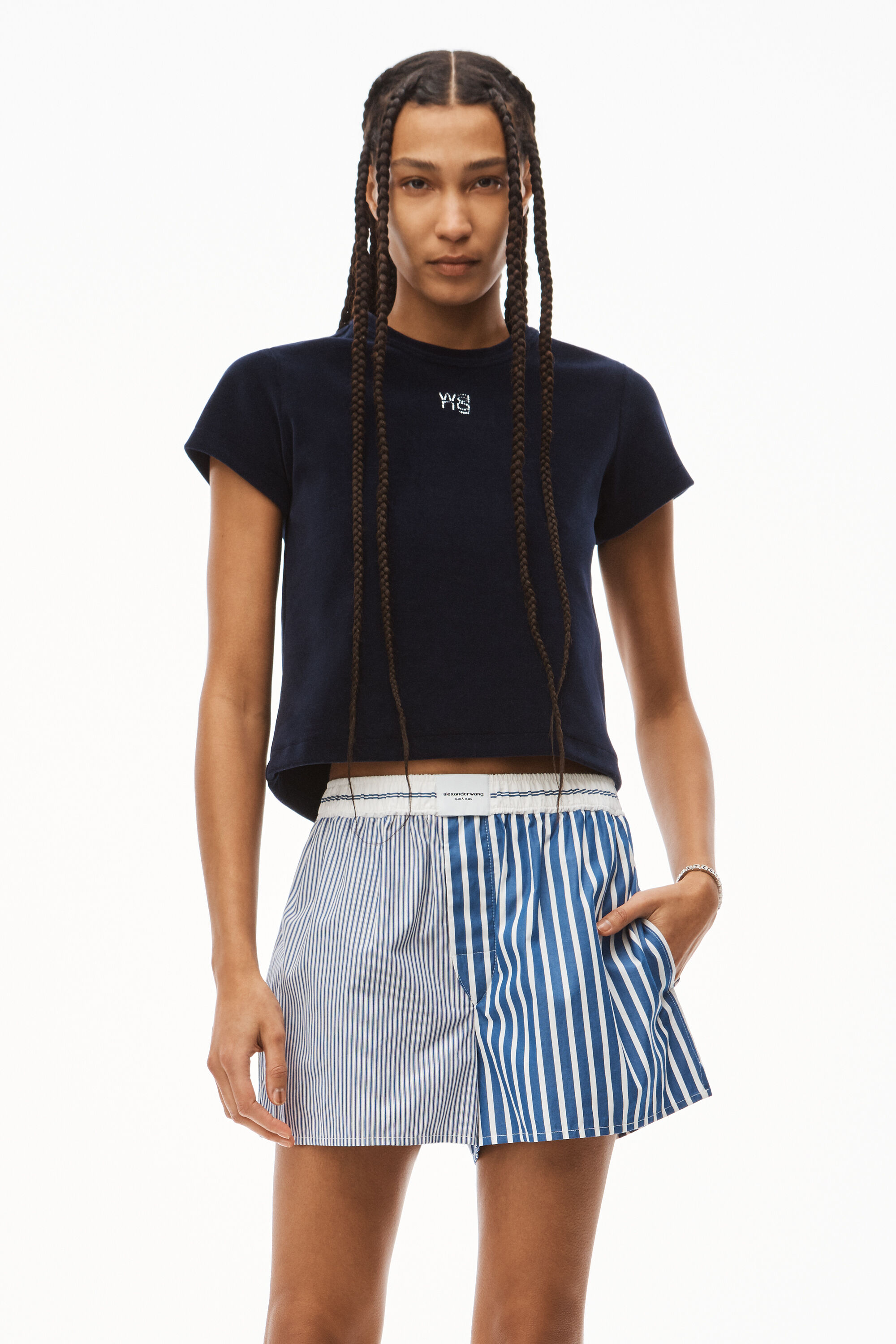 alexander ベロアしよとスリーブホットフィックロゴTシャツ wang - nimfomane.com